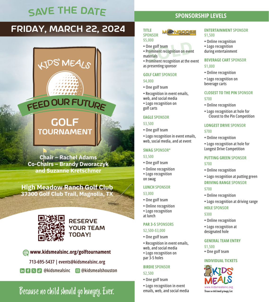 Kids' Meals Feed Our Future Golf Tournament - Kids Meals Inc